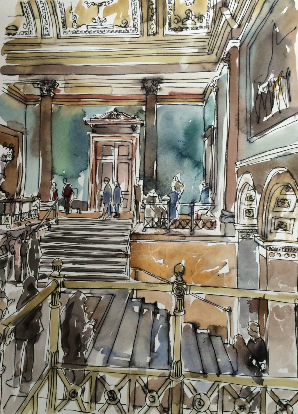 Thomas Plunkett PPRWS: National Gallery Interior I, Thomas Plunkett PRWS